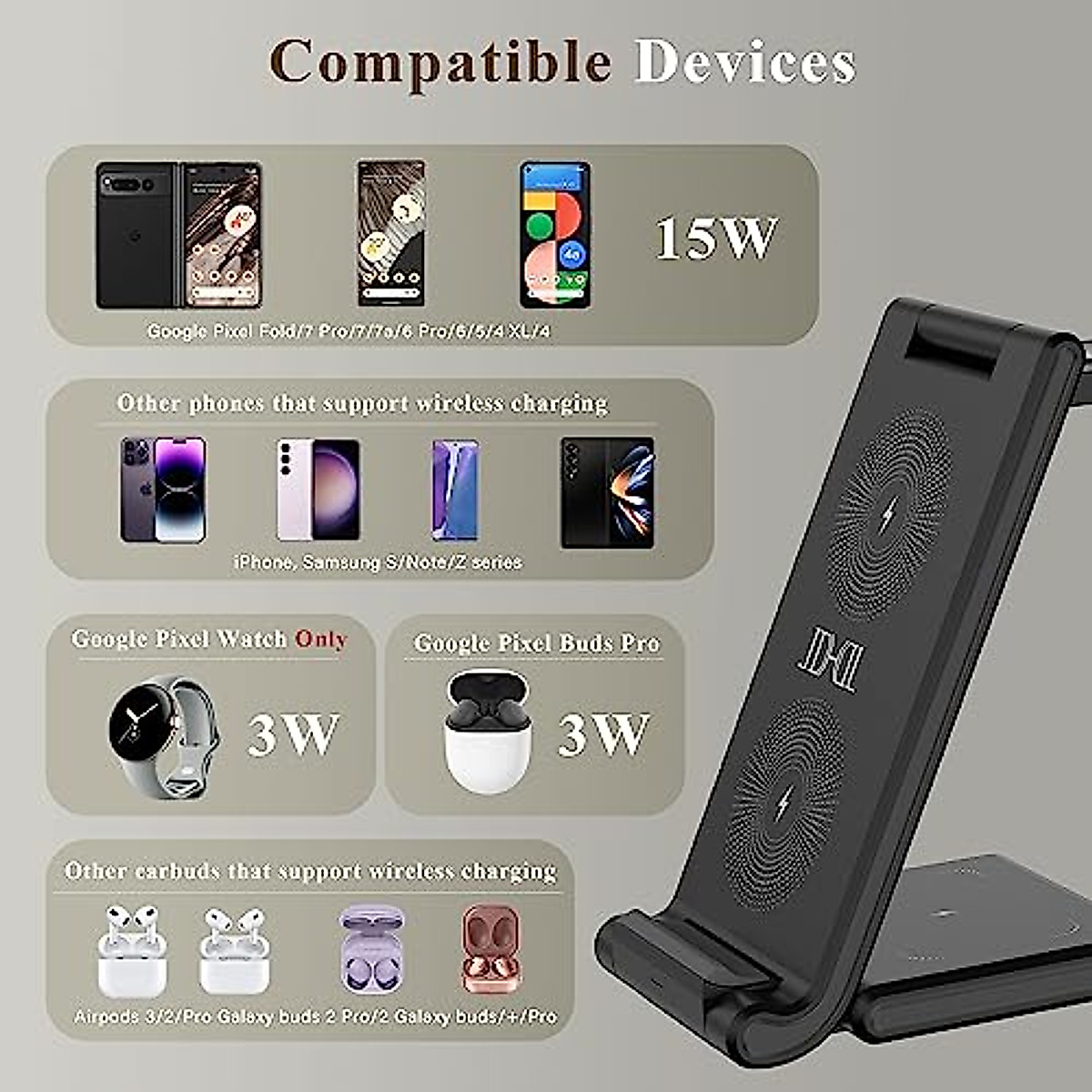 JDHDL 3 in 1 Wireless Charging Station