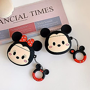 AKXOMY Compatible with Airpods 3 Case Cover, Cute Cartoon Minnie Mouse Airpods 3 Case, Charging Drop-Proof Soft Silicone Protective Cover Case for Girls Women Kids Airpods 3 2021 (Q-Minnie)