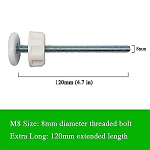 Baby Gate Guru Extra Long M8 (8mm) Spindle Rods for Pressure Mounted Baby and Pet Safety Gates 4 Pack Replacement Set (8mm, White)