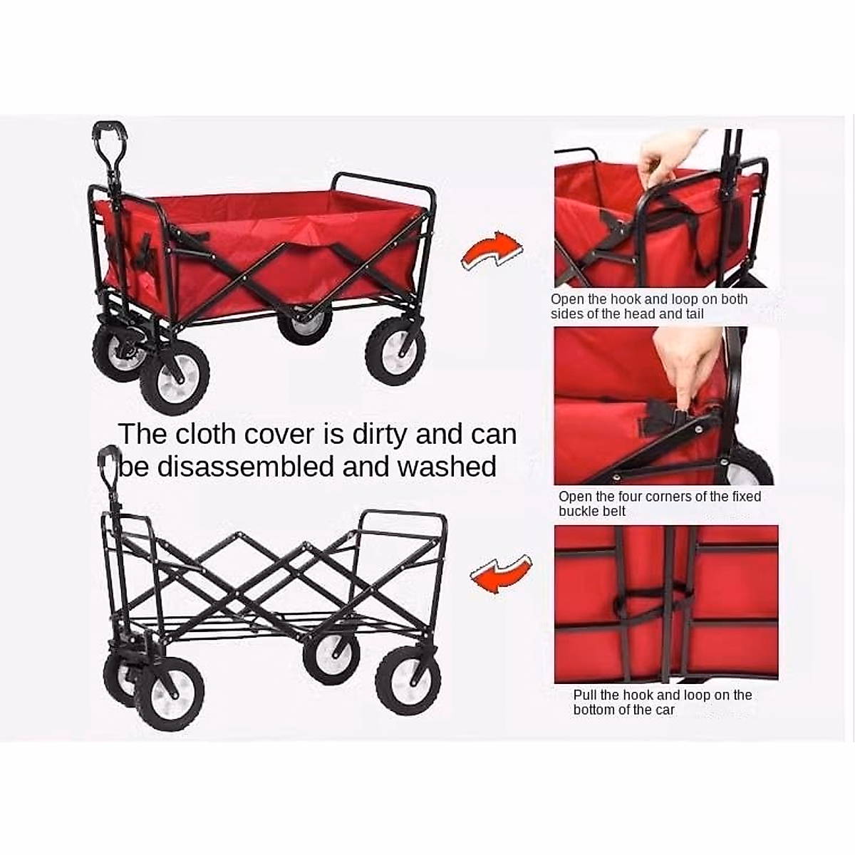 Garden Wagon Folding Wagon Utility Wagon Outdoor Shopping Cart Folding Shopping Trolley Luggage Cart On Wheels Grocery Cart Utility Cart Collapsible W