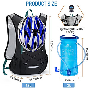 Lightweight Hydration Backpack, Running Backpack with 2L Water Bladder, Hydro Water Daypack for Cycling Hiking Rave for Men Women