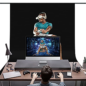 INNOVSIGN 10x10 Ft Black Background Screen Wrinkle Resistant Background with 8 Background Clips, Cotton Fabric Foldable ChromaKey Black Screen Background for Photography Studio