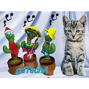 gdTechA Dancing Cactus Toy, TikTok Singing Toy, Lighted Toy, Electronic Repeating Voice for Kids, Cactus Plant Plush, Pets Wriggle Toy, Holiday Mimicking Toy for Kids (Hawaii Style)