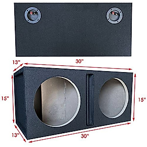 1x Audiotek CA-10DP Dual 10" Vented Car Vehicle Audio Subwoofer/Speaker Ported Box Enclosure 1-Inch Medium-Density All MDF Wood Fits Any 10-Inch Speakers