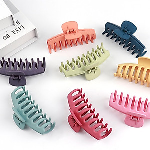 Beauty.H.C Large Hair Claw Clips for Women, Big Matte Hair Clips, Fashion Colorful Banana Hair Clips for Thick Curly Hair, Aesthetic Preppy Stuff for Teen Girls (4 Inches - 8 Pack)
