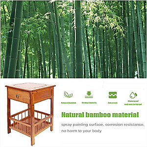 Wisfor Bamboo End Side Table Nightstand with Drawer for Bedroom Bedside (Brown, 2 Tier)