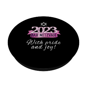 Bar Mitzvah 2023 I With Pride & Joy I Pink Banner Decor PopSockets Standard PopGrip
