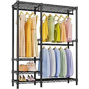 VIPEK V2i Garment Rack for Hanging Clothes, Portable Closet System with 4 Adjustable Shelves & 2 Hanging Rods, Heavy Duty Metal Clothes Rack, Freestanding Wardrobe Closet Rack, Max Load 700lbs