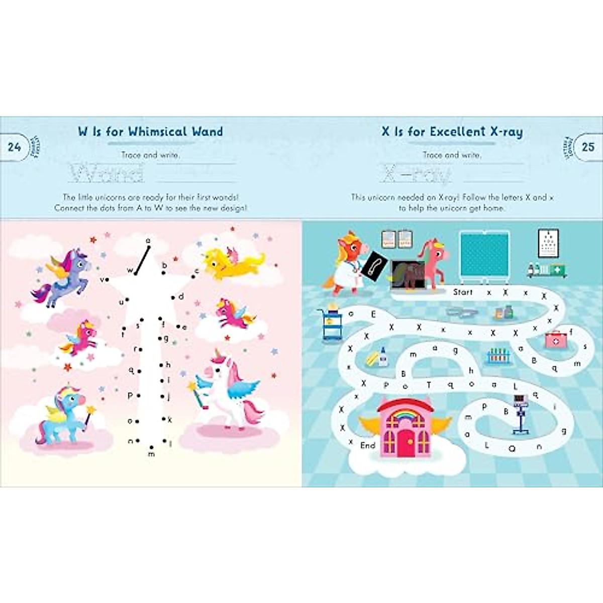 Kindergarten Activity Book Unicorns: 75 Games to Practice Early Reading, Writing, and Math Skills (School Skills Activity Books)