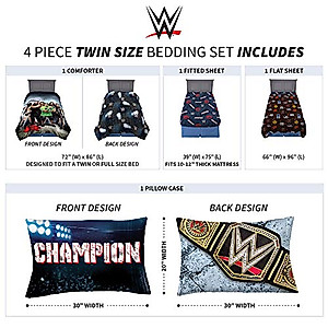 Franco WWE Armageddon Kids Bedding Comforter and Sheet Set, 4 Piece Twin Size