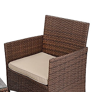 Outdoor Patio Furniture with Dining Table&Chair Furniture Set Porch Furniture Sets 3 PCS Rattan Wicker Chairs With Cushions Table Modern And Stylish Outdoor Chair Set Perfect For Any Indoor Or Outdoor