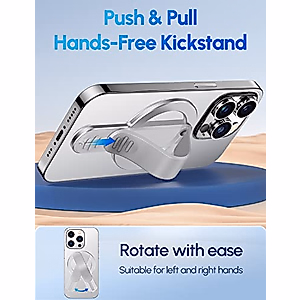 Miss Arts Magnetic Phone Grip for MagSafe, Phone Ring Holder Kickstand, Phone Loop Finger Holder for iPhone 14/14 Pro/14 Pro Max/14 Plus & iPhone 13/12 Series, Silver