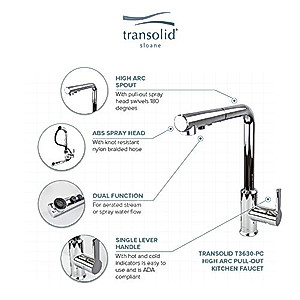 Transolid T3630-PC Sloane Pull-Down Kitchen Faucet, Polished Chrome