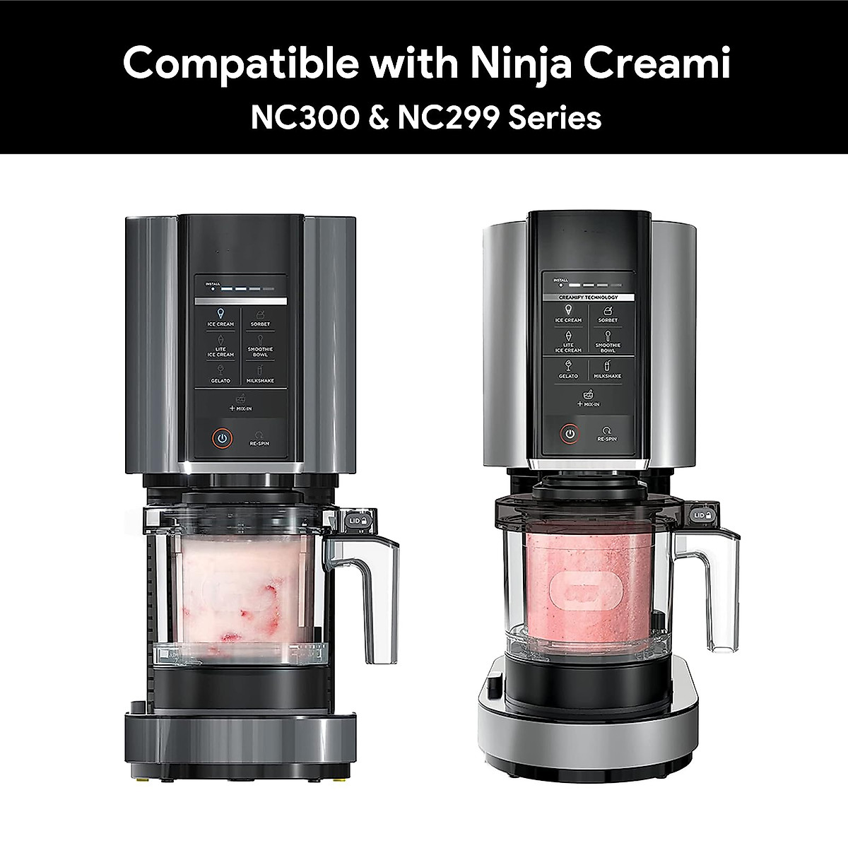 ChooKaChoo Upgraded Containers Replacement for Ninja Creami Pints and Lids, Compatible with NC301 NC300 Series Ice Cream Maker, Leak-proof Lids, BPA Free, Dishwasher Safe, Grey/Lime/Pink/Aqua (NC301)