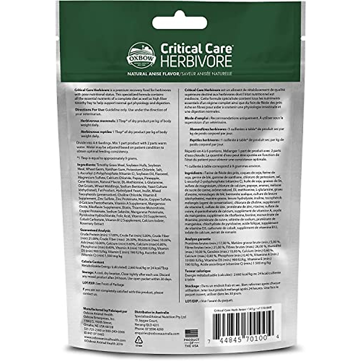 Oxbow (2 Pack) Critical Care Small Animal Supplement Assist Feeding Anise 141g