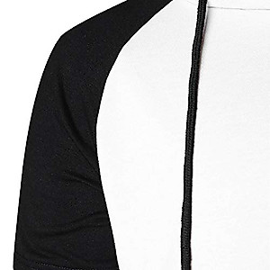 Hoodies for Men Thenlian Man Autumn Spring Patchwork Long Sleeve Hoodies Sweatshirt Blouse Shirt(Black, XL)