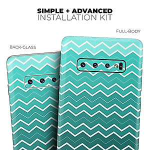 DesignSkinz Teal Gradient Layered Chevron Protective Vinyl Decal Wrap Skin Cover Compatible with The Samsung Galaxy S20 (Screen Trim & Back Glass Skin)