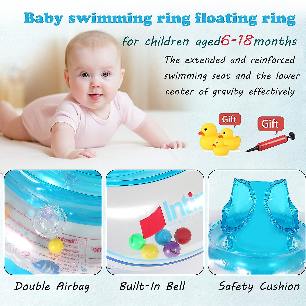 Cehim Baby Floats for Pool, Baby Swimming Floats with Safety Seat, Swim Training for Baby of 6-18 Month