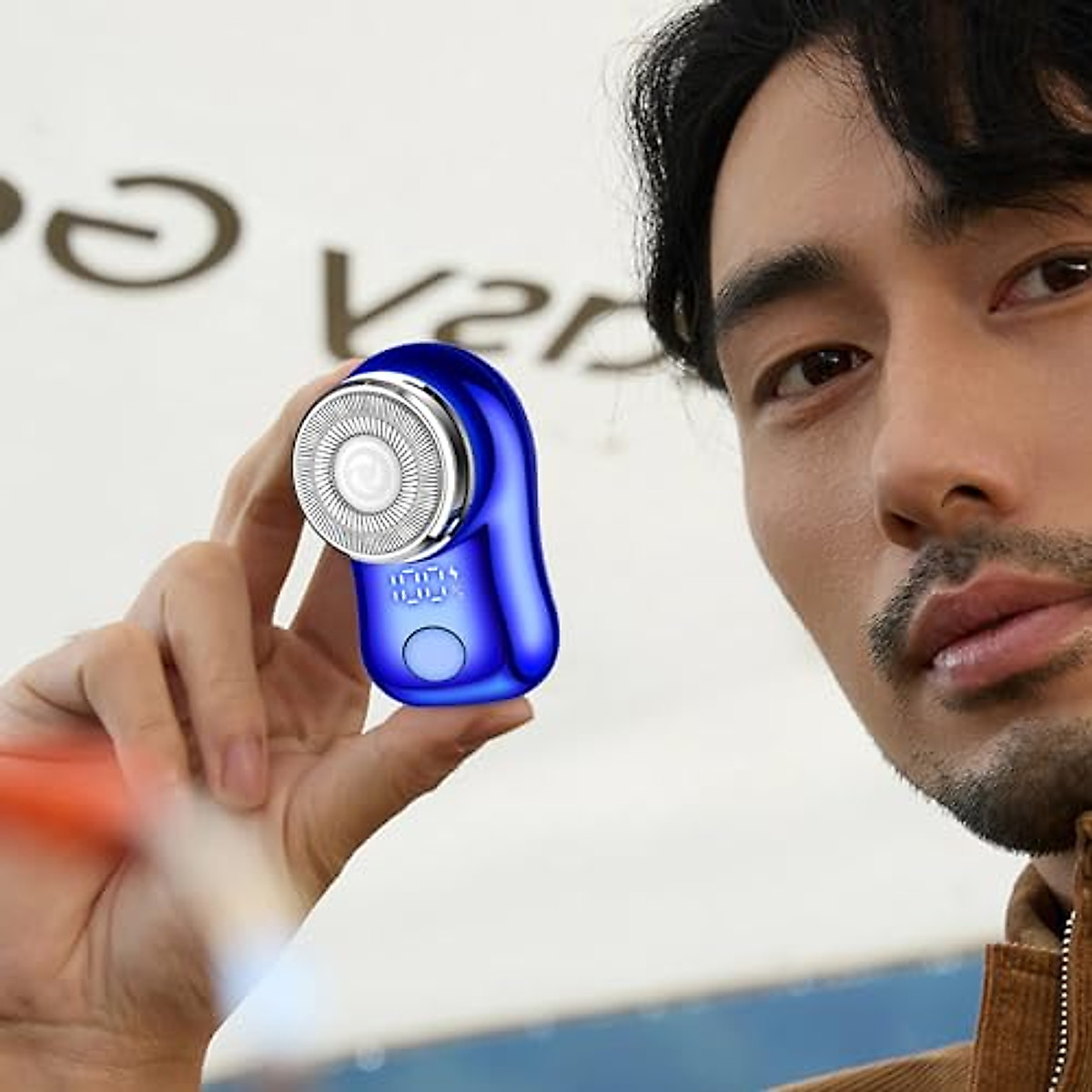 Electric Shaver for Men, Pocket Size Mini Portable Shaver Wet and Dry, USB Rechargeable Electric Shaver for Male, Charging Easy Suitable for Home, Car, Travel (Dark Blue)