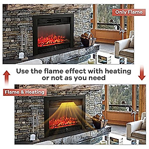 Giantex Wall Fireplace Electric with Remote Control, 28.5" Electric Fireplace Insert Recessed Mounted with 3 Color Adjustable Flames, 2 Modes Heat, 8 H Timer, 5 Brightness Settings, 750/1500W Heater