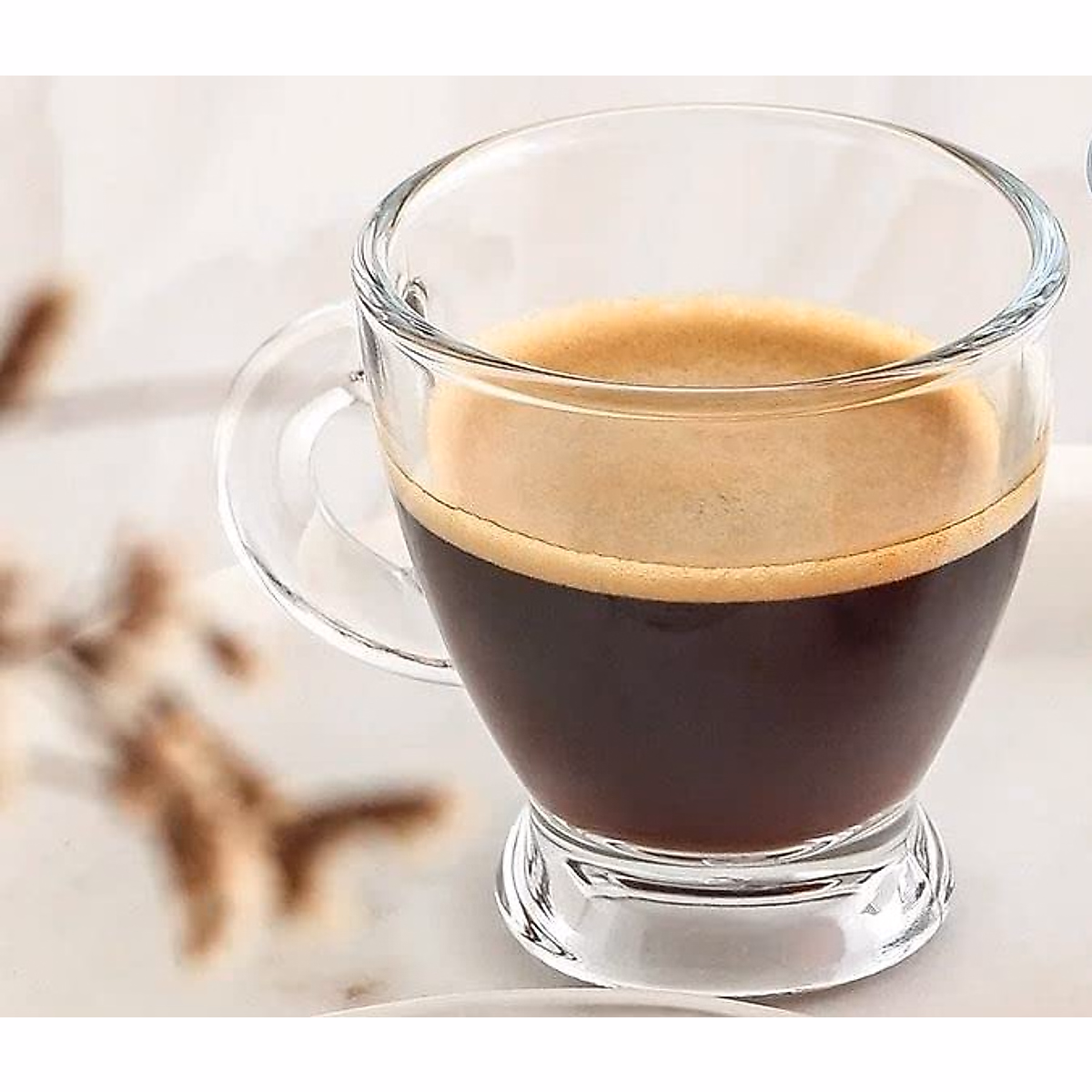 BOHEM'S Espresso Cups, 3.2 oz Small Demitasse Clear Glass Espresso Drinkware Set, Espresso Shot Glasses, Clear Expresso Coffee Cups, Tazas de Cafe Expreso (Set of 4)