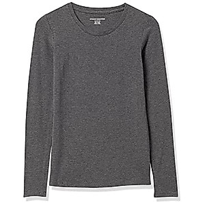 Amazon Essentials Women's Classic-Fit Long-Sleeve Crewneck T-Shirt (Available in Plus Size), Charcoal Heather, Large