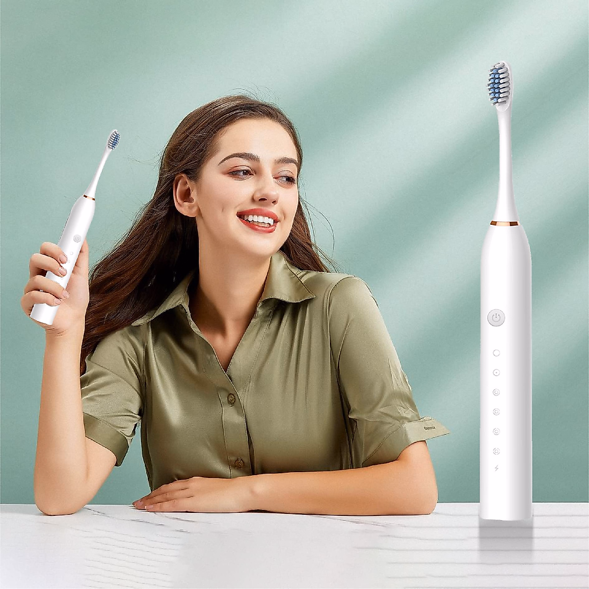 WQSS AOEIU KANGWeite Sonic Electric Toothbrushes USB Rechargeable Ultrasonic Tooth Brush with 4 Brush Heads 6 Cleaning Modes and Smart Timer IPX7 Waterproof Cleaning Toothbrushes for Adults and Kids