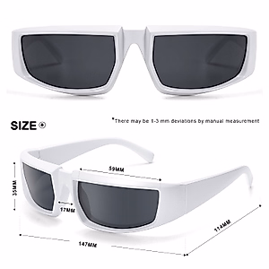 VANLINKER White Cool Wrap Around Sunglasses for Women Men Y2k Futuristic Thick Chunky Fashion Sun Glasses VL9697