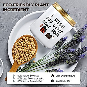 Mothers Day Birthday Gifts for Her, Lavender Candle Gifts for Women - I Wish You Lived Next Door - Best Friend, Friendship Gifts for Women Friend, Relaxation Gift for Women