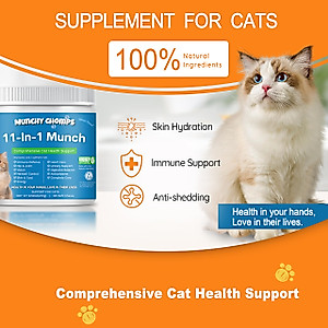 Munchy Chomps 11-in-1 Munch for Cats - Comprehensive Health Support with Multivitamins - Supports Immune, Joint, Skin & Digestive Health - Prevents Hairballs (Salmon)