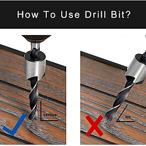 KEWAYO Countersink Drill Bits Set - 7Pcs High-Speed Steel Counter Sink Bits for Woodworking Carpentry, Includes 1 Free Hex Key Wrench