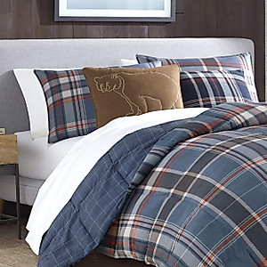 Eddie Bauer - Queen Comforter Set, Reversible Down Alt Bedding with Matching Shams, Home Decor for Colder Months (Shasta Lake Navy, Queen)