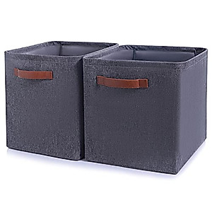 Bienvoun Collapsible Storage Bins Cube Storage Organizer 12x12 Fabric Storage Cube Bins for Shelves Cube Storage Bin for Closet and Toys Storage, 2 Pack, Gray