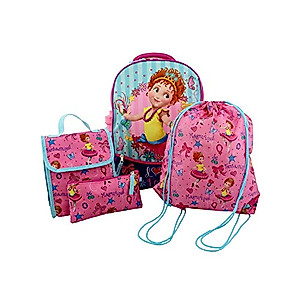 Fancy Nancy Girls 5 piece Backpack and Snack Bag School Set (One Size, Pink/Blue)