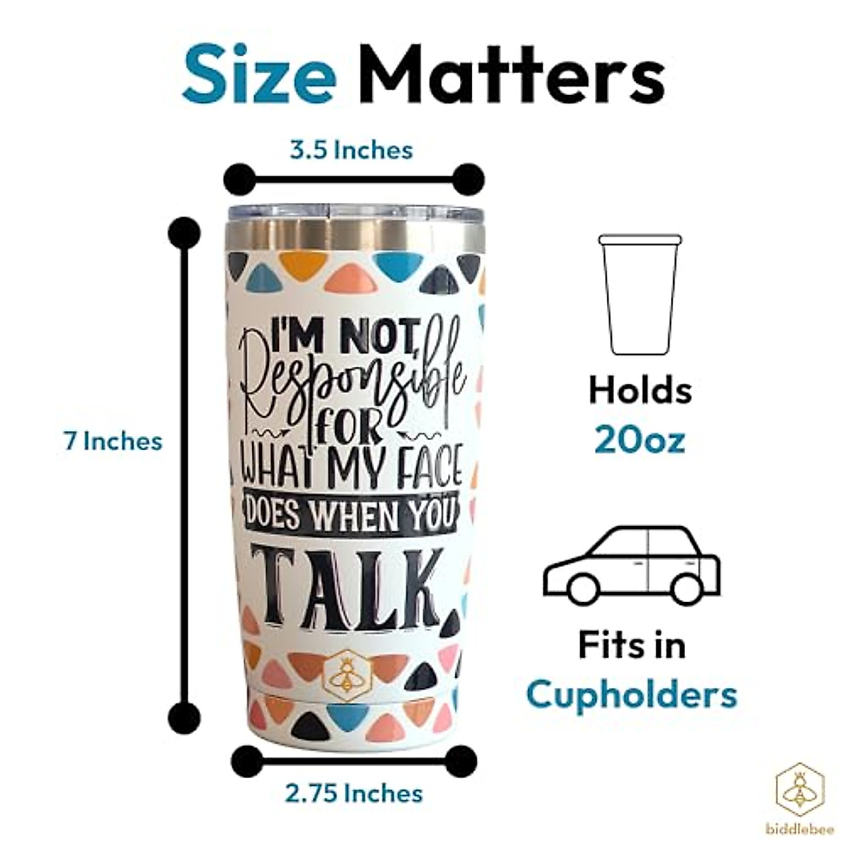 Biddlebee 20oz Coffee Tumbler with Leakproof Lid – Birthday Gift for Women, Best Friend, Sister, Teacher Appreciation, Unique Mom Gift from Daughter