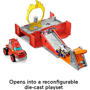 Fisher-Price Blaze and The Monster Machines Toy Car Race Track Launch & Stunts Hauler Transforming Playset for Kids Ages 3+ Years