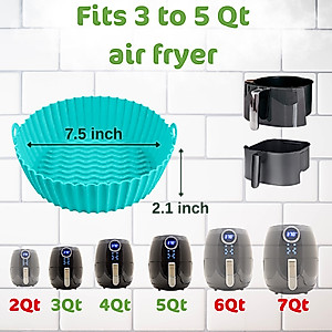 MG ONE 2-Pack Reusable Silicone Air Fryer Liners - Silicone Air Fryer Accessories - Silicone Air Fryer Basket, 7.5 inch Blue+Pink Liners For 3 to 5 Qt Air Fryer