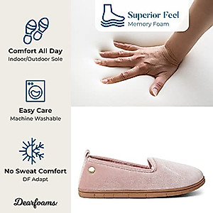 Dearfoams Women's Rachel Shiny Velour Closed Back Slipper, Pale Mauve, Large