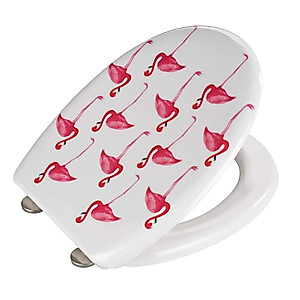 WENKO" Flamingo Toilet Seat, Duroplast Multi-Colour, 38 x 45 x 10 cm