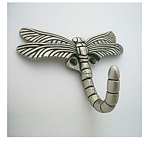 Laide Dragonfly Wall Mounted Coats Hooks Zinc Alloy for Decorative Tower Shower Robe Clothes Hat Bags Key with Screws 2 Pieces (Antique Silver)