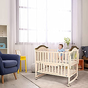 Styhigh 4 in 1 Convertible Crib, Portable Convert to Toddler Bed, Bassinet Bedside Sleeper, Playpen, 2 Leg Modes Baby Beds with Mattress & Mosquito Net,Adjustable Heigh Mini Crib CPC Certificated