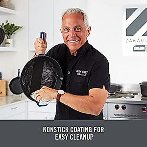 Zakarian by Dash 13 Inch Nonstick Cast Iron Dual Handle Pan, Titanium Ceramic Coated Frying Pan, Grey