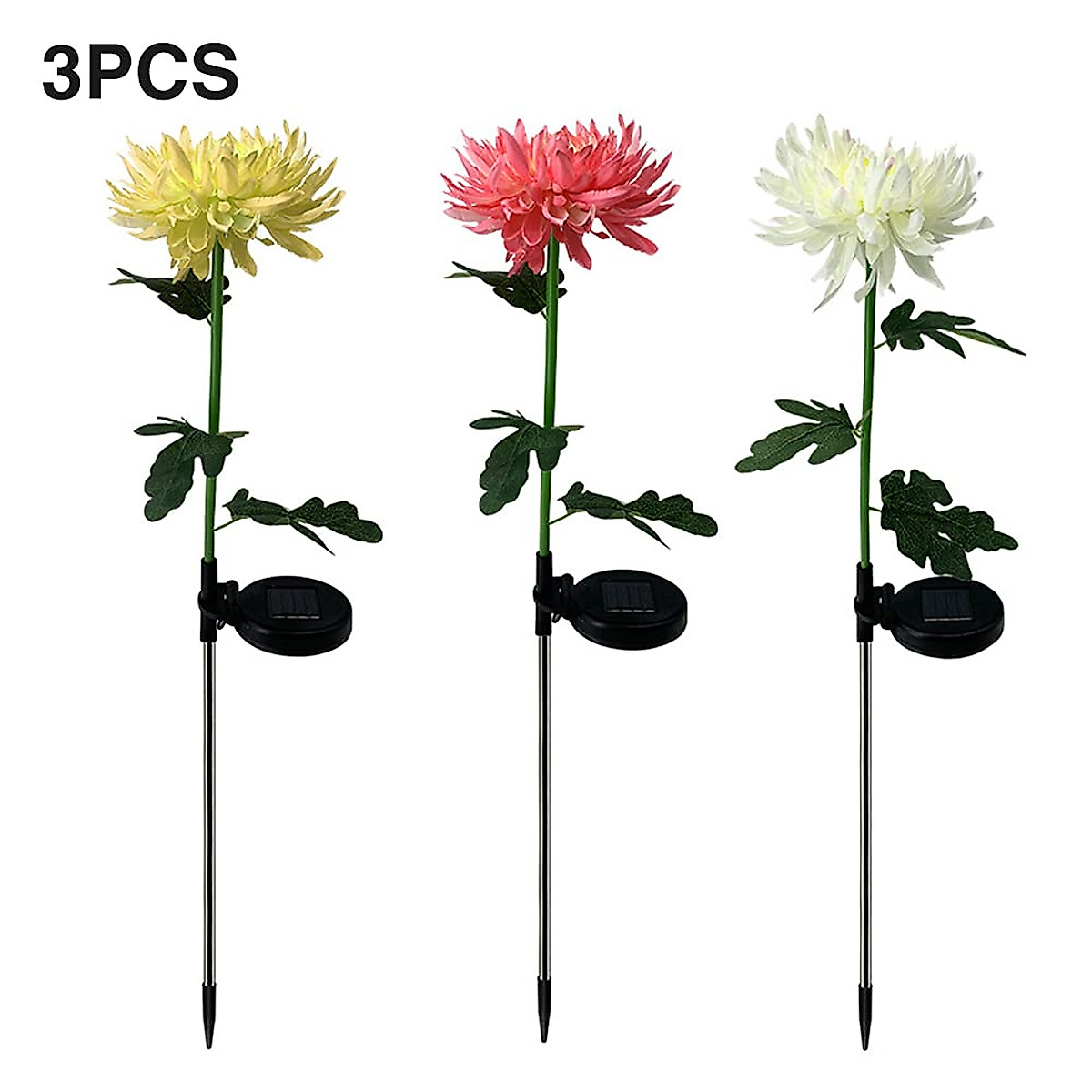 Outdoor Solar Garden Stake Lights, Chrysanthemum Decor Solar Pathway Lights LED Solar Garden Lights, Waterproof Stake Light for Garden Patio Yard Pathway Decor