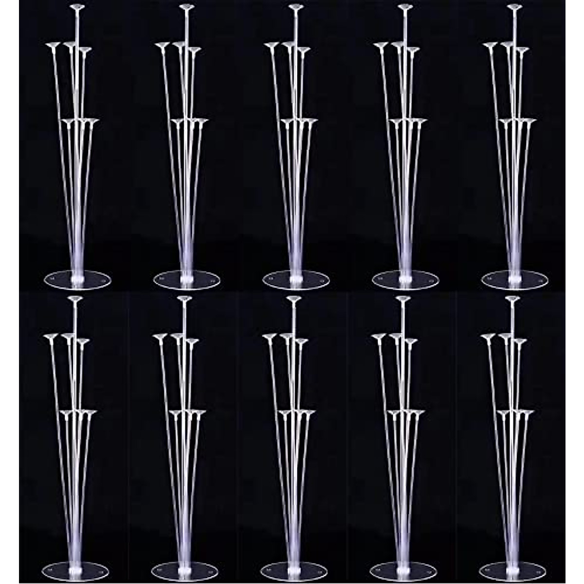 10 Sets of Balloon Stand Kits 28'' balloon base, Reusable Balloon Column Stand kit for Table, Tie Tool, Flower Clips, for Birthday Wedding Party Decorations (10 set)