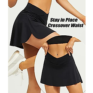 Navneet Women Tennis Skirts with Pockets High Waisted Golf Skirts Athletic Skorts Skirts for Women Activewear Pleated Skirt Running Workout Sports Y2k Skirt Black Mini Skirt #1 Black XS