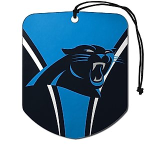 FANMATS 61564 NFL Carolina Panthers Hanging Car Air Freshener, 2 Pack, Black Ice Scent, Odor Eliminator, Shield Design with Team Logo