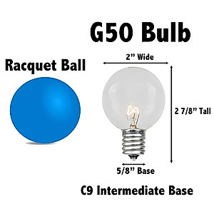 Novelty Lights 100 Feet G50 LED Hanging Patio Outdoor String Lights, Hanging Weatherproof Shatterproof Plastic Globe Bulbs, Warm White, Black Wire