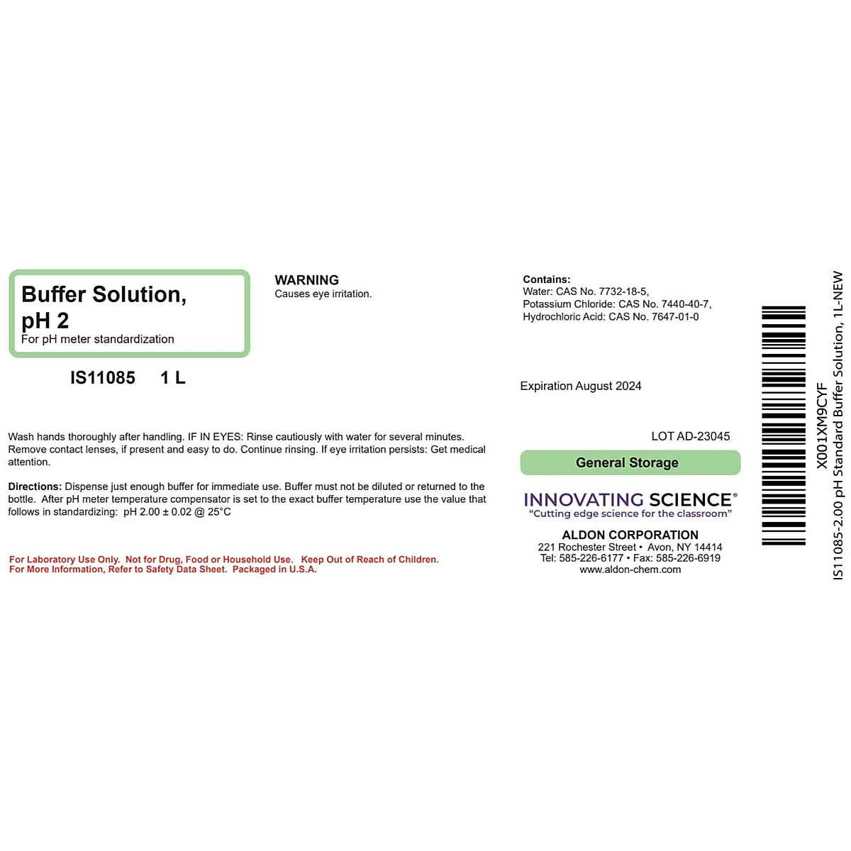 ALDON Innovating Science 2.00 pH Standard Buffer Solution, 1L - The Curated Chemical Collection