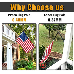 PPeen Flag Pole Kit for Outside House 6ft Stainless Steel Black Flagpole Wall Mounted Tangle Free American Flagpole for Residential Porch Garden Yard Truck Boat Commercial(only flagpole)