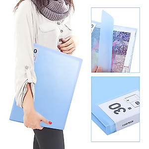 A3 Diamond Painting Storage Book for Diamond Painting Kits Diamond Art Storage Presentation Book Diamond Art Portfolio Folder with 30 Pocket Slevees Protectors(Blue)